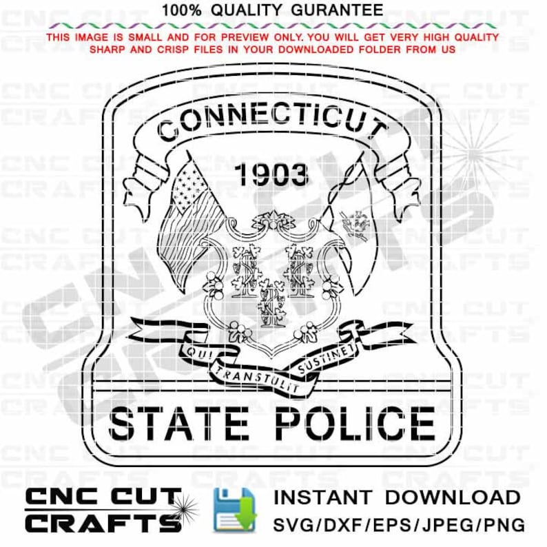 Connecticut State Police Badge Vector Svg Patch Black White - Etsy