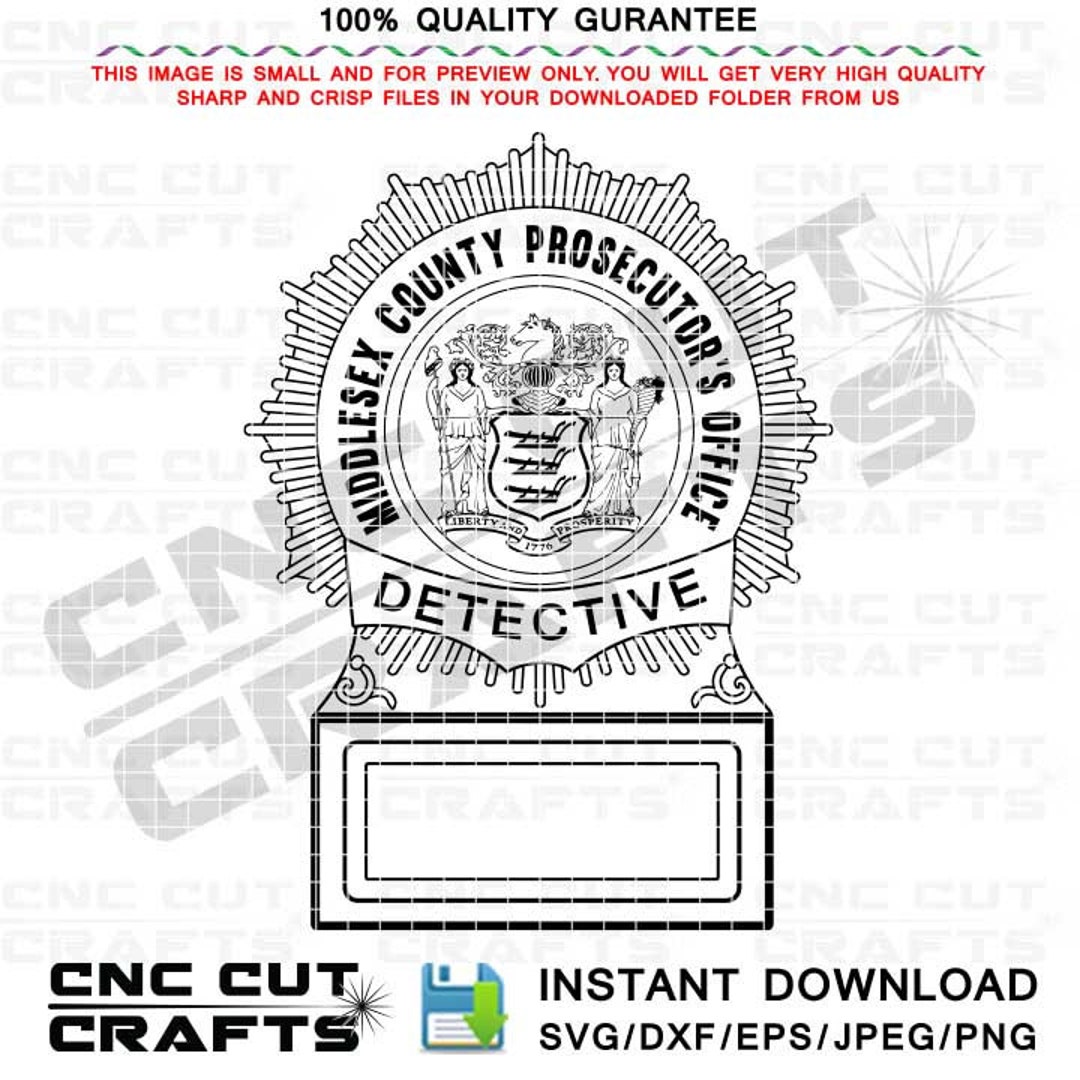 Detective Badge Vector File, Middlesex County NJ, Prosecutor’s Office ...