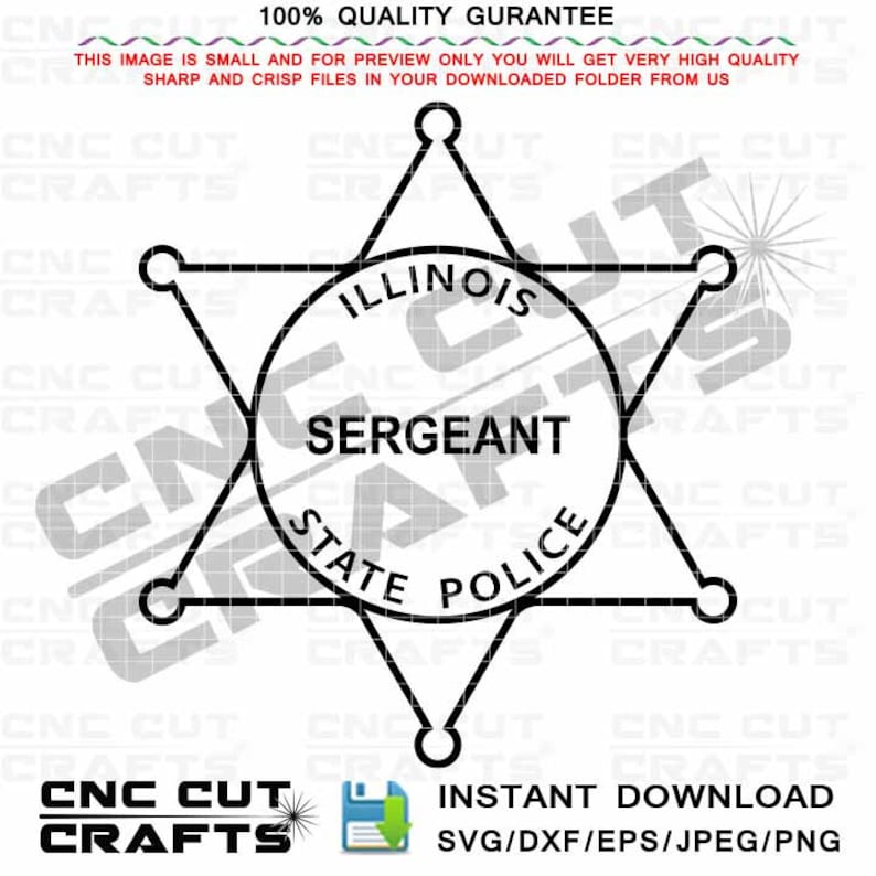 Illinois State Police Sergeant Svg Star Badge Vector Line Art - Etsy