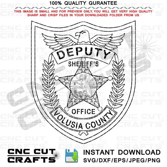 Volusia County Florida Deputy Sheriff Vector Badge Svg Dxf - Etsy
