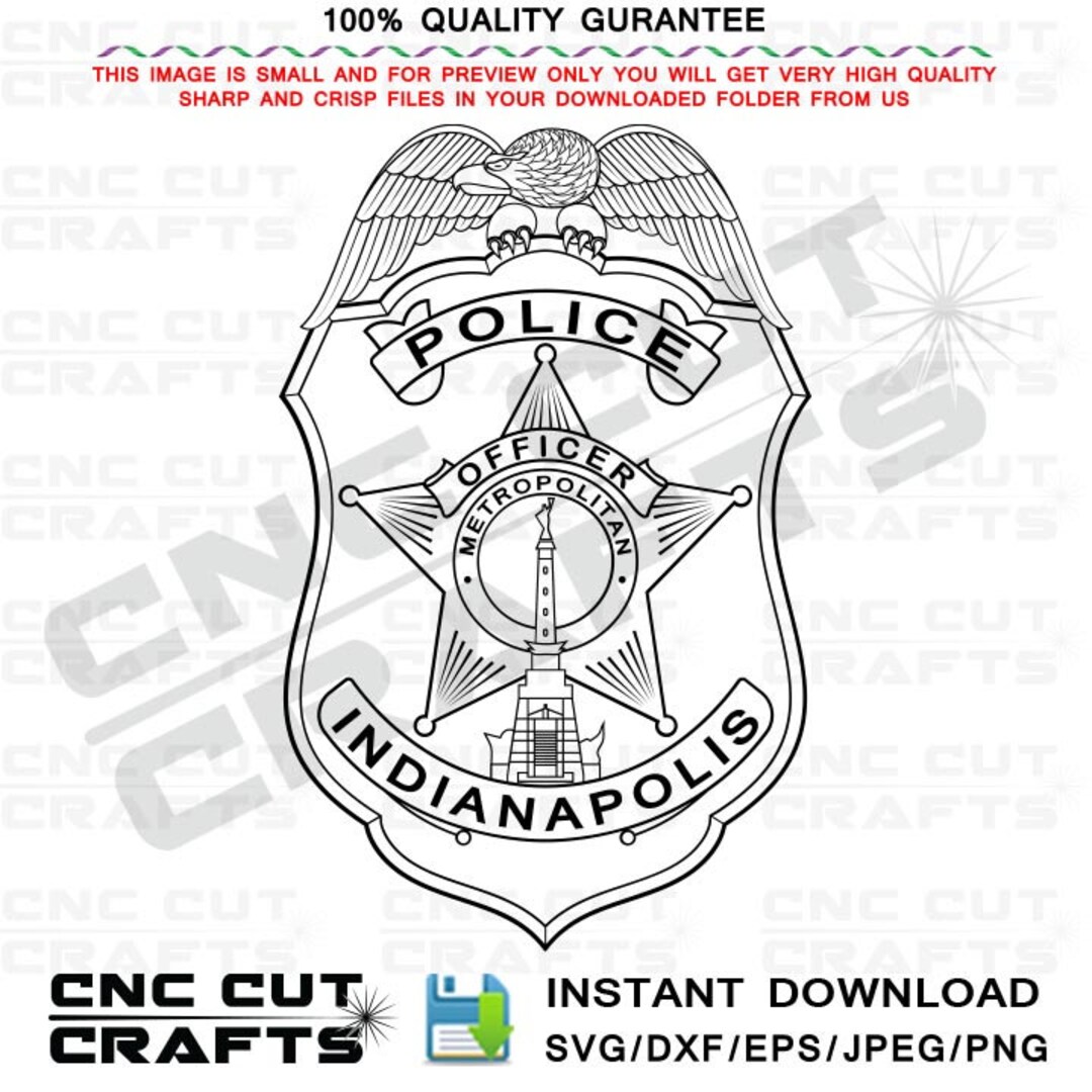 Police Officer Badge Vector Svg Indianapolis Metropolitan PD Black ...