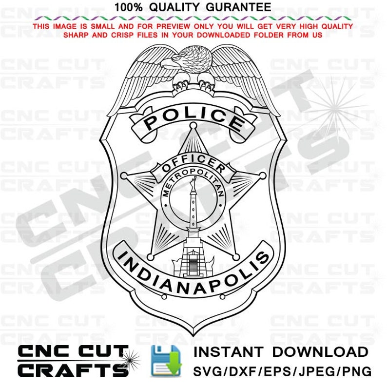 Police Officer Badge Vector Svg Indianapolis Metropolitan PD - Etsy
