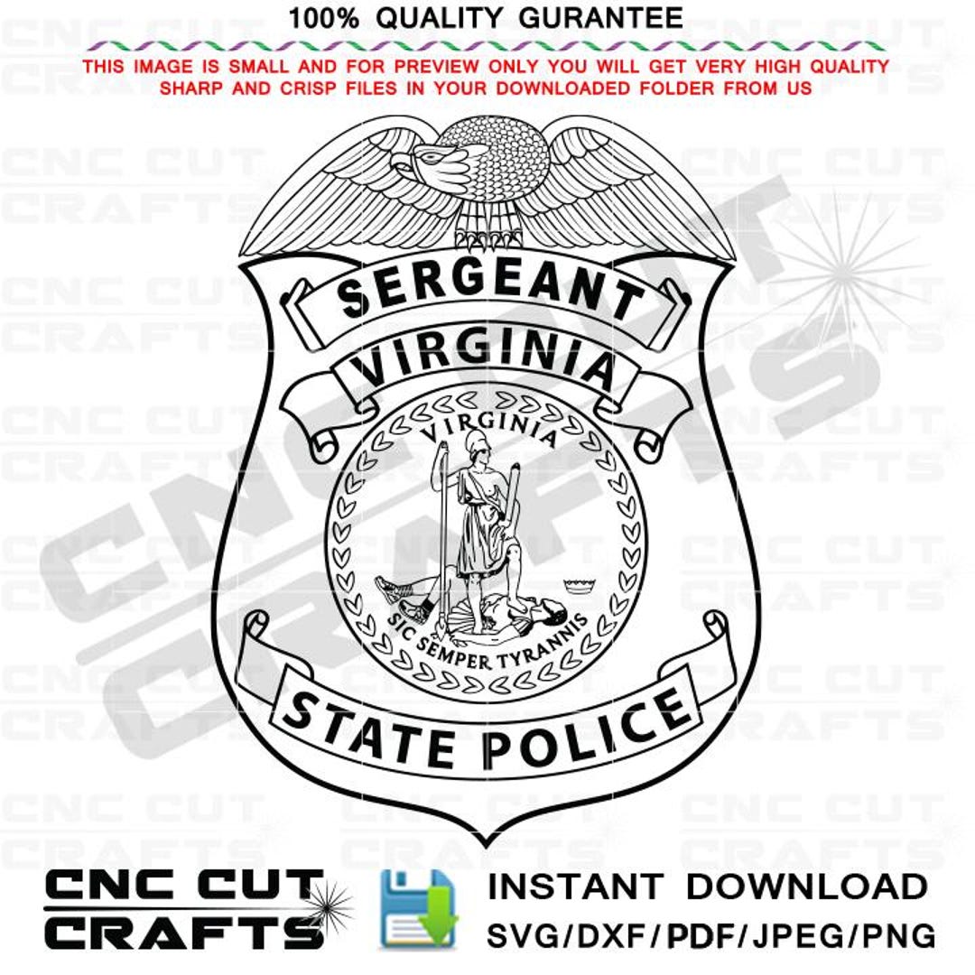 Virginia Sergeant Badge SVG, Laser Cut File - Etsy