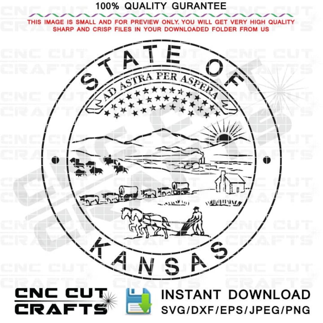 Kansas State Seal Vector SVG DXF Cnc Laser Cut, Cricut Svg, Laser ...