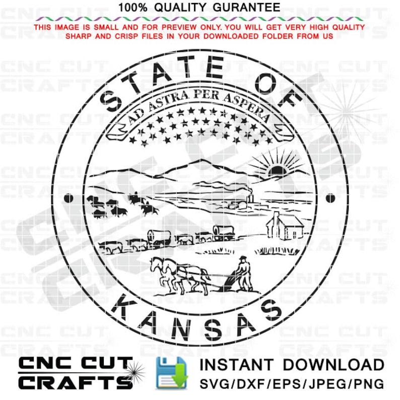 Kansas State Seal Vector SVG DXF Cnc Laser Cut, Cricut Svg, Laser ...