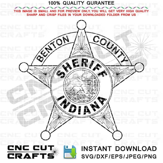 Benton County Sheriff SVG Indiana State Sheriff Star Logo Path - Etsy