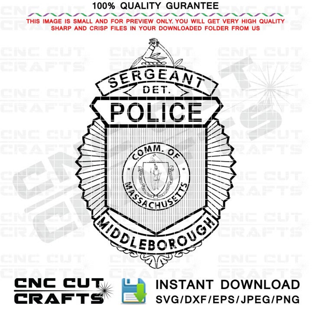 Sergeant Police Svg Badge Vector Black Line Art Cnc Router, Laser Cut ...