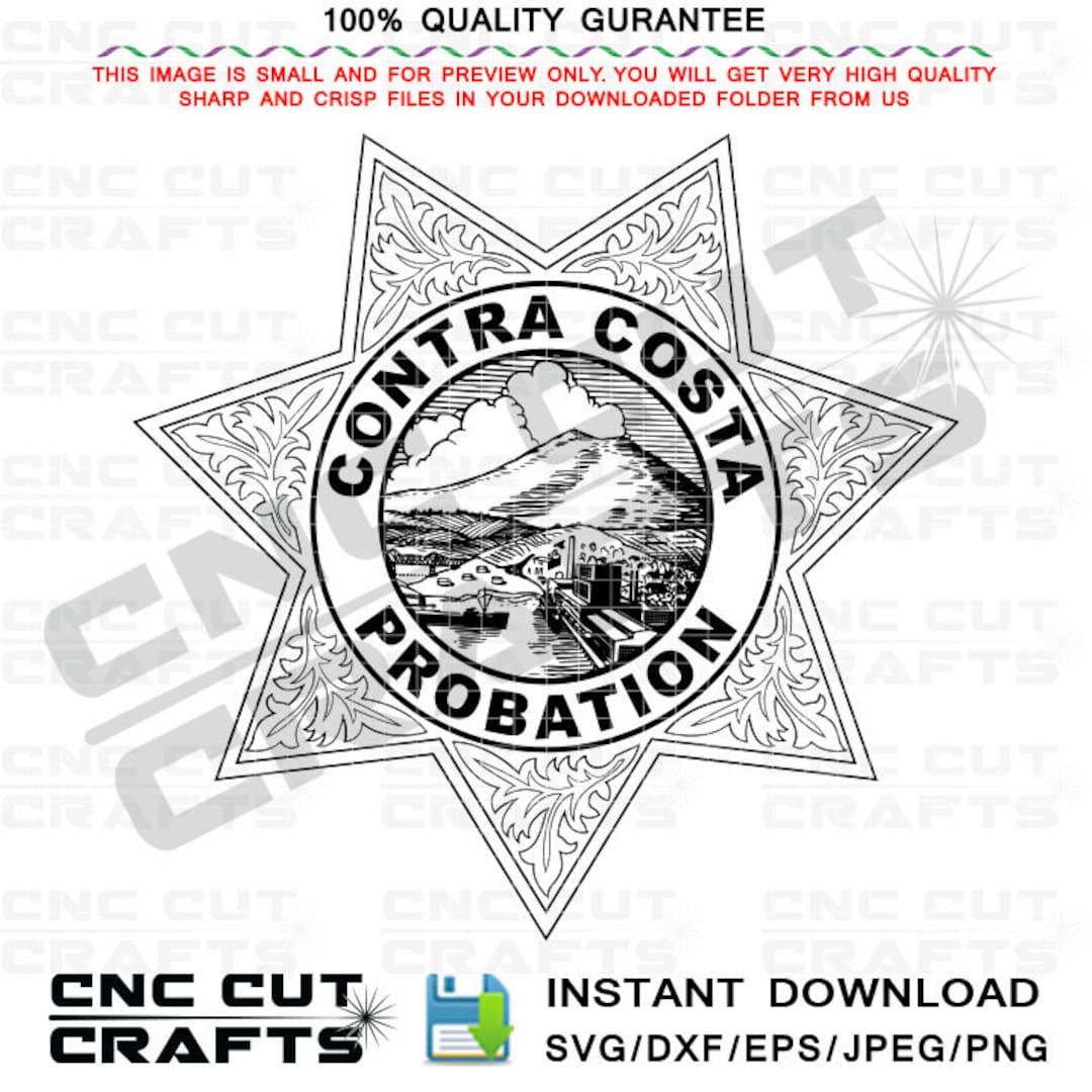 Contra Costa County Probation SVG Badge Vector 7 Pointed Star Emblem ...