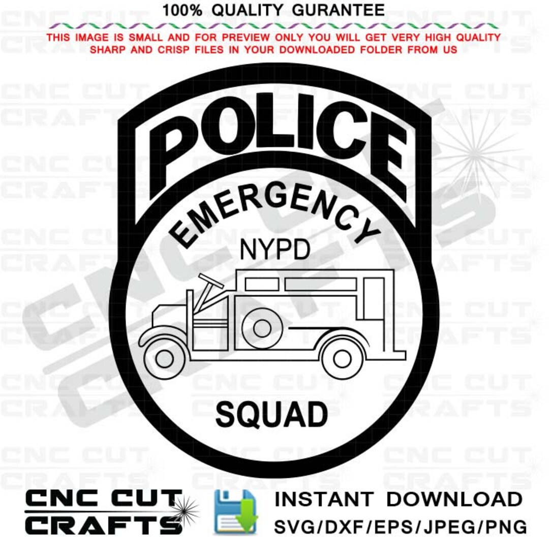 NYPD Police Emergency Squad Svg Patch, Vector Badge, Emblem, Svg Cut ...