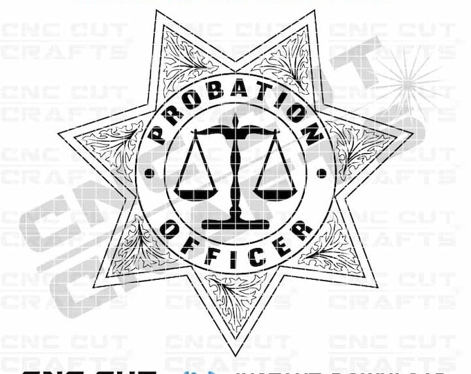 SVG Probation Officer Star Badge Vector File for Cnc - Etsy