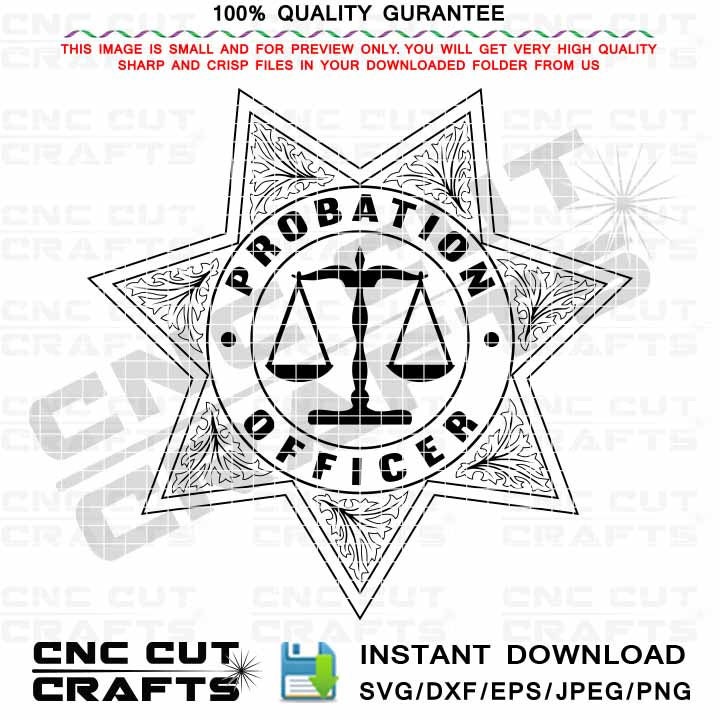 SVG Probation Officer, Star Badge, Vector File for Cnc, Cricut, Vinyl ...