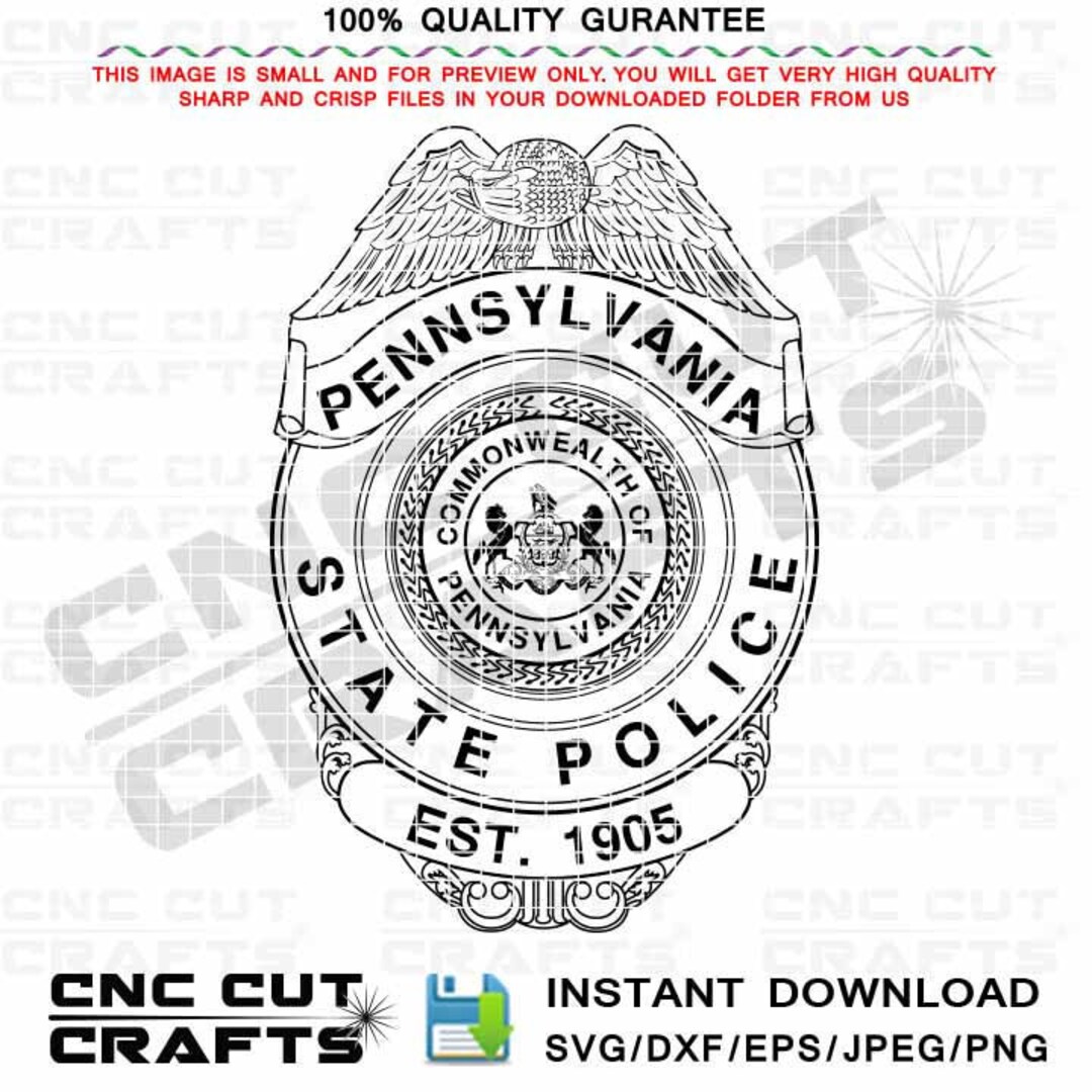 Pennsylvania State Police Svg Badge Vector Black White Outline Toolpath ...