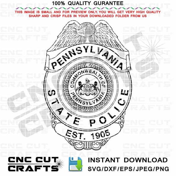Pennsylvania State Police Svg Badge Vector Black White Outline - Etsy