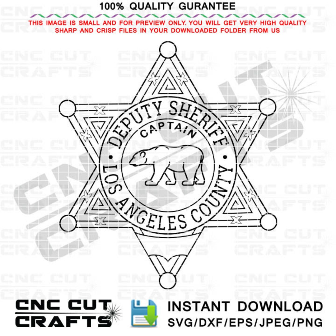 Deputy Sheriff Captain Badge SVG, Los Angeles County, Digital Files ...