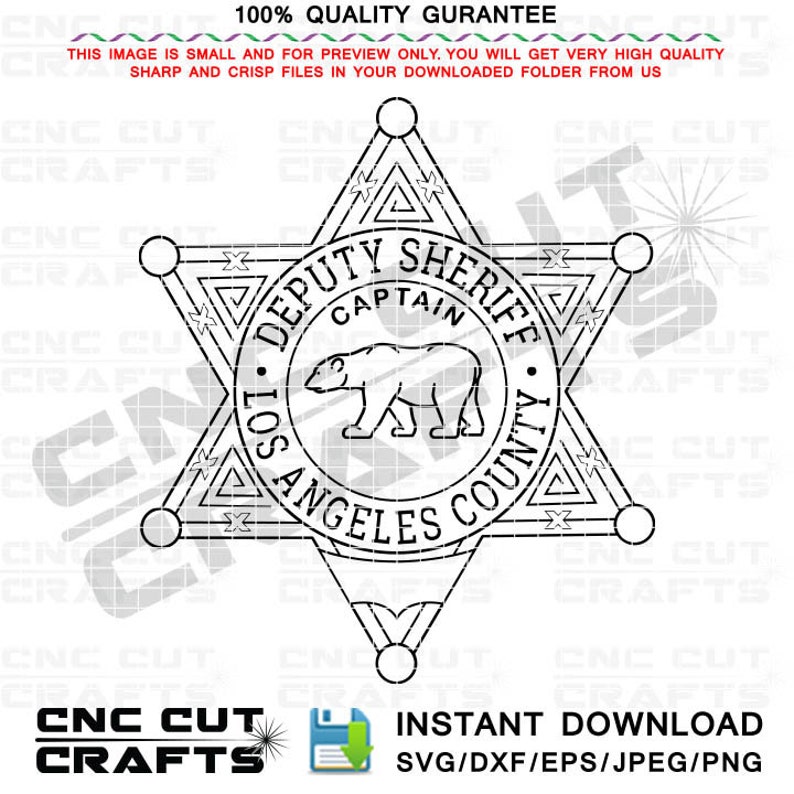 Captain Badge Svg Logo of Deputy Sheriff Los Angeles County - Etsy