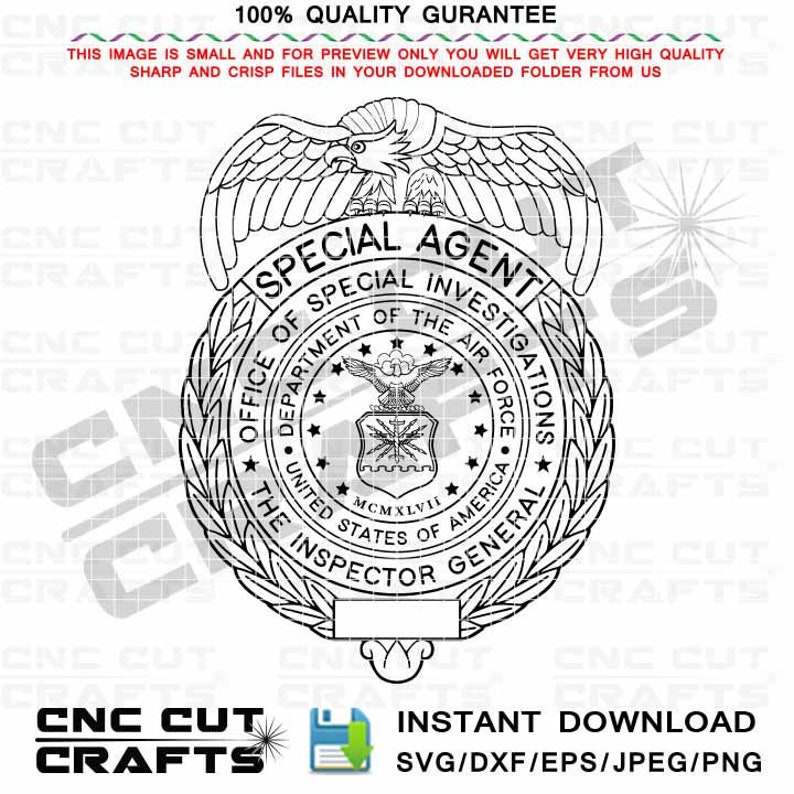 USAF Special Agent Badge Vector Svg Dxf Cnc Laser Cut Vinyl - Etsy