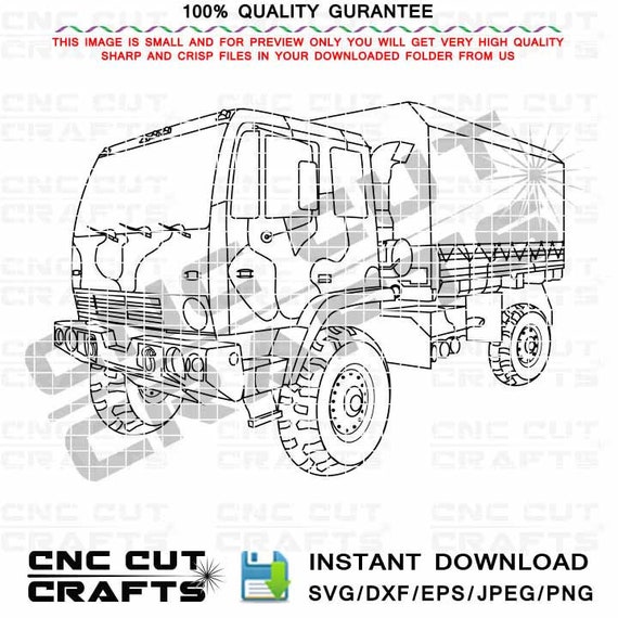 ARMY TRUCK svg vector black white outline or line art for cnc | Etsy