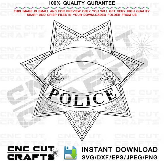 Empty Police Badge Vector Svg for Adding Custom Number and - Etsy