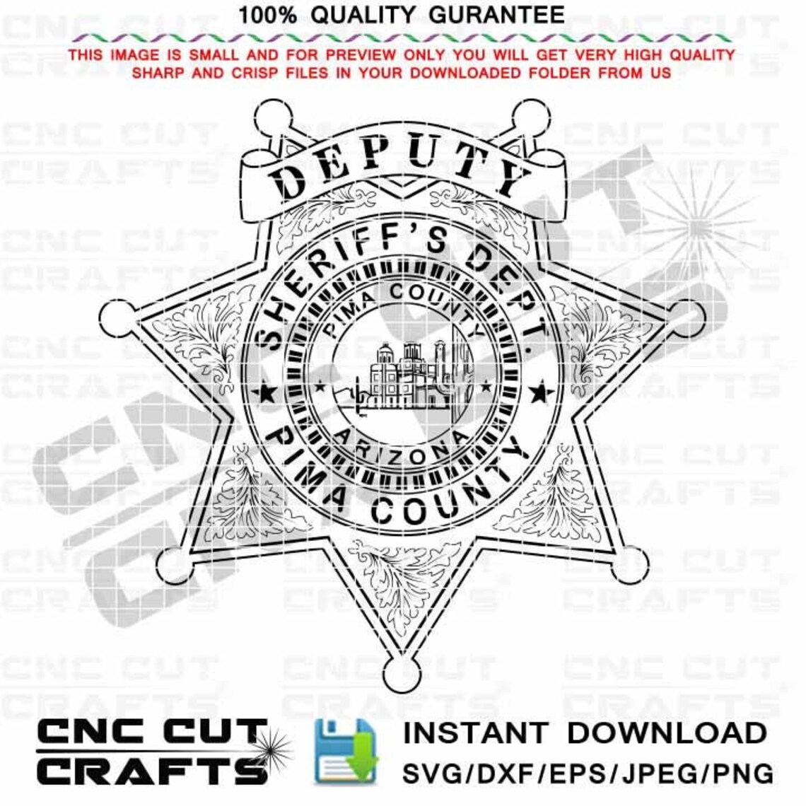 Pima County Deputy Sheriff Badge Vector Svg Sheriff Star Sheriff Dept ...
