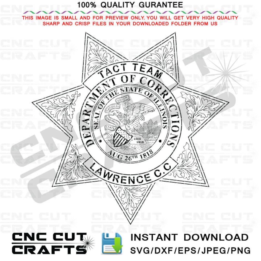 TACT Team Dept of Corrections Badge Vector Laser Engraving File ...