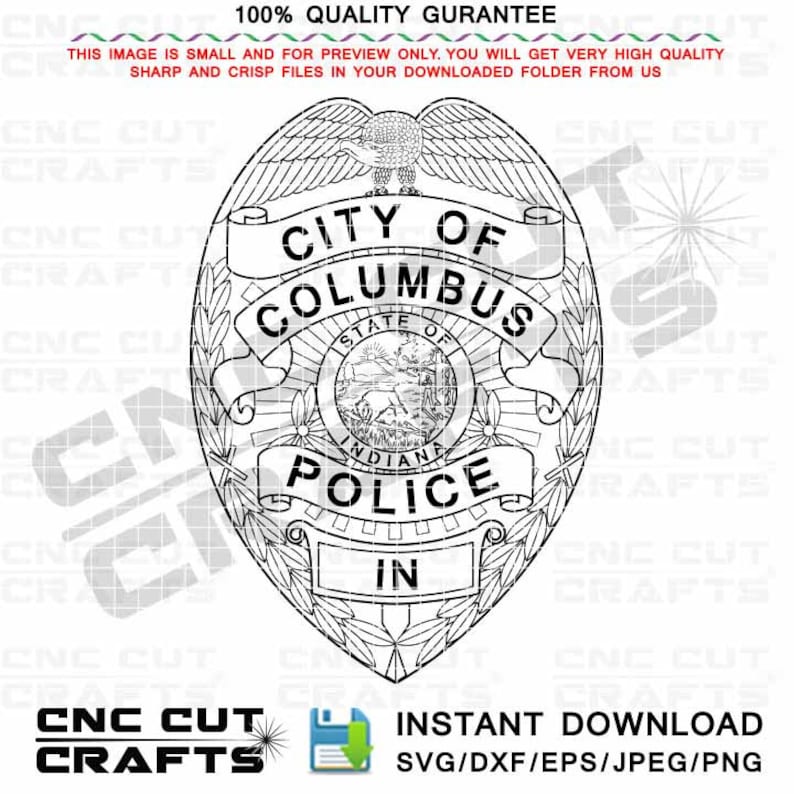 City of Columbus Police Vector Badge With Eagle Svg Cut File - Etsy