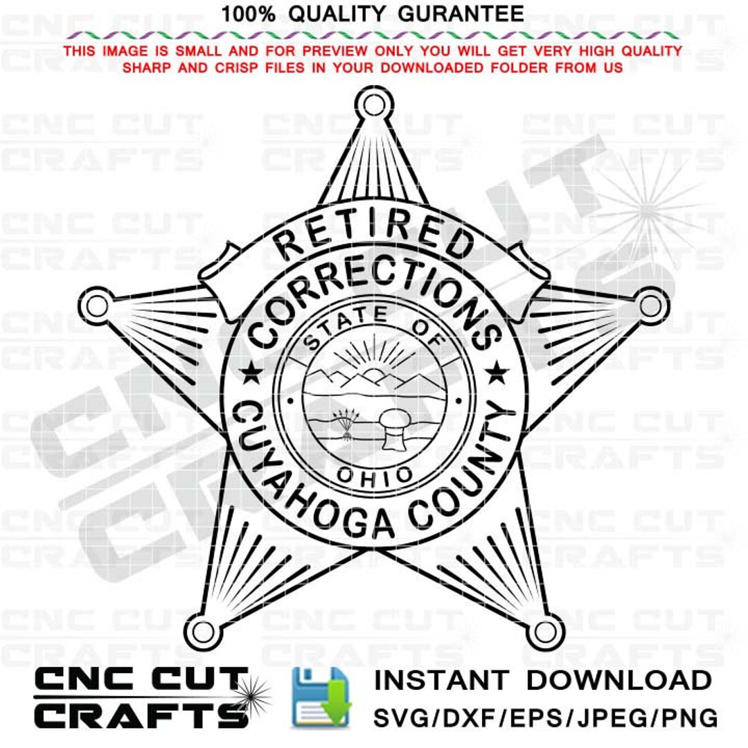 Retired Corrections, Cuyahoga Co, Svg, 5 Pointed Sheriff Star, Vector ...