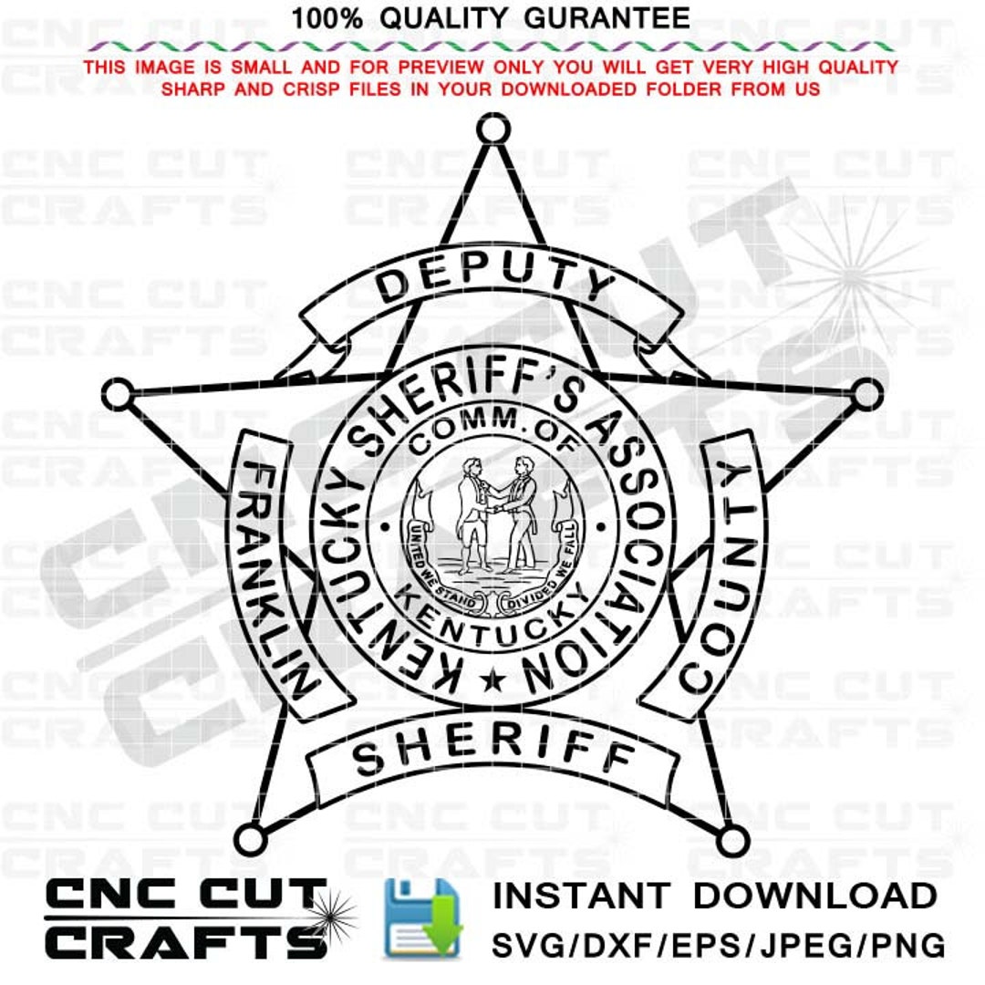 Deputy Sheriff Badge Franklin County Svg File, Vector Sheriff Star, Cnc ...
