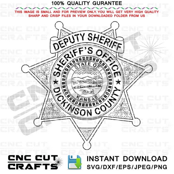 Deputy Sheriff Badge Vector Outline Svg Cnc Cut Cricut Laser - Etsy