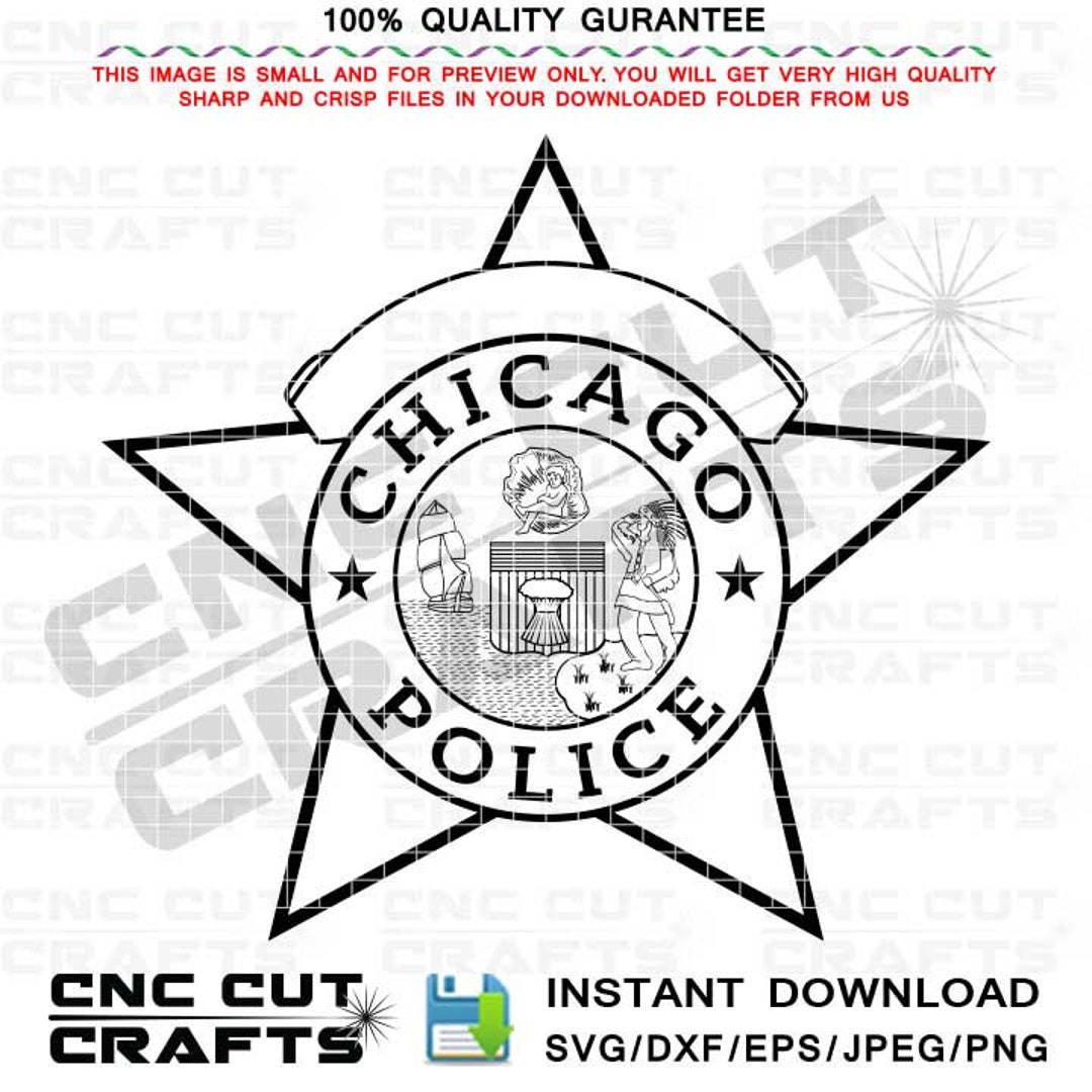 Chicago Police Badge Vector File With Blank Top Banner in 5 Pointed ...