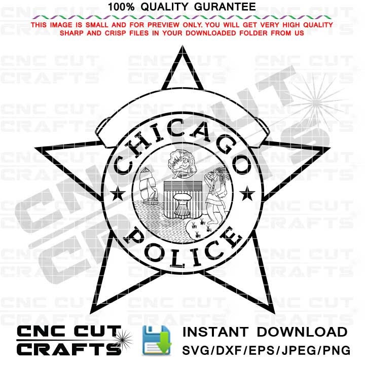 Chicago Police Badge Vector File With Blank Top Banner in 5 - Etsy
