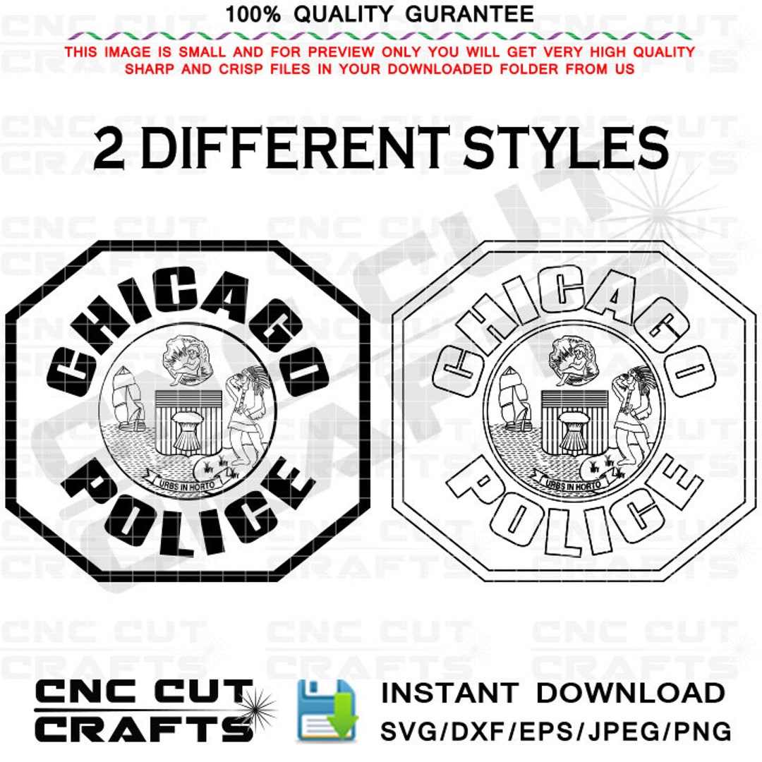 Chicago Police Sleeve Patch, Badge Vector Outline Svg File for Cnc ...