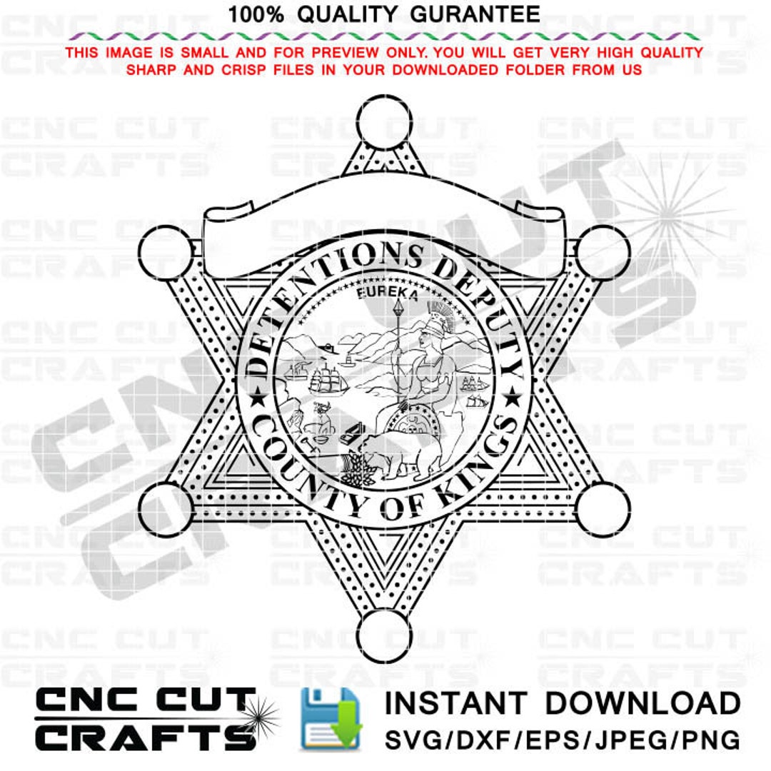 Detention Deputy SVG Badge Vector Outline File for Digital Cutting ...