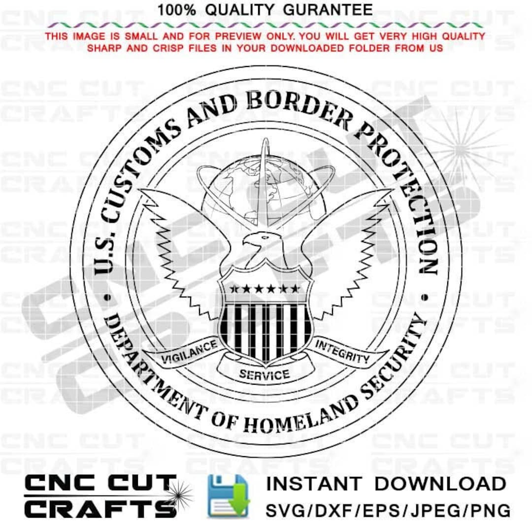 US Customs and Border Protection Logo, CBP, Badge, Homeland Security Vector Logo Black White Cnc ...