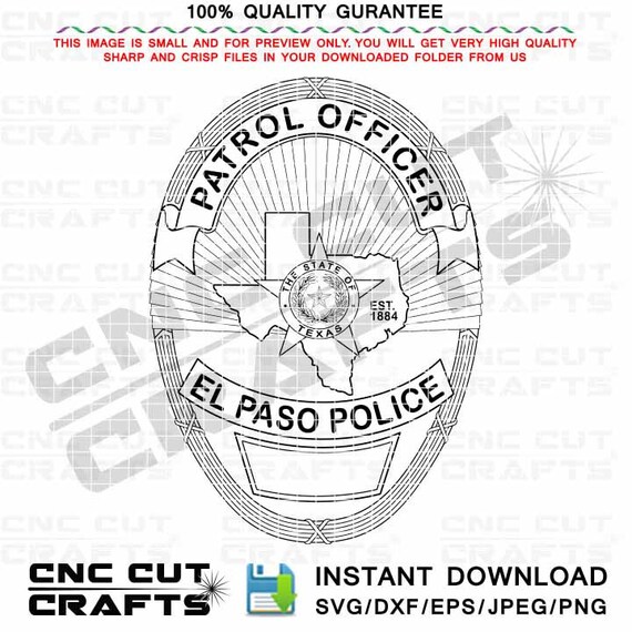 Patrol Officer Badge Svg Vector Black Line Art or Outline Dxf - Etsy