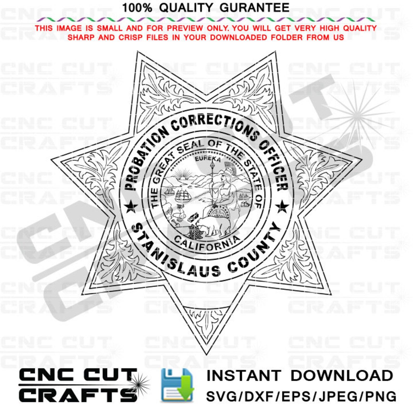 Stanislaus County Probation Officer Badge SVG, CNC Laser Cut File - Etsy