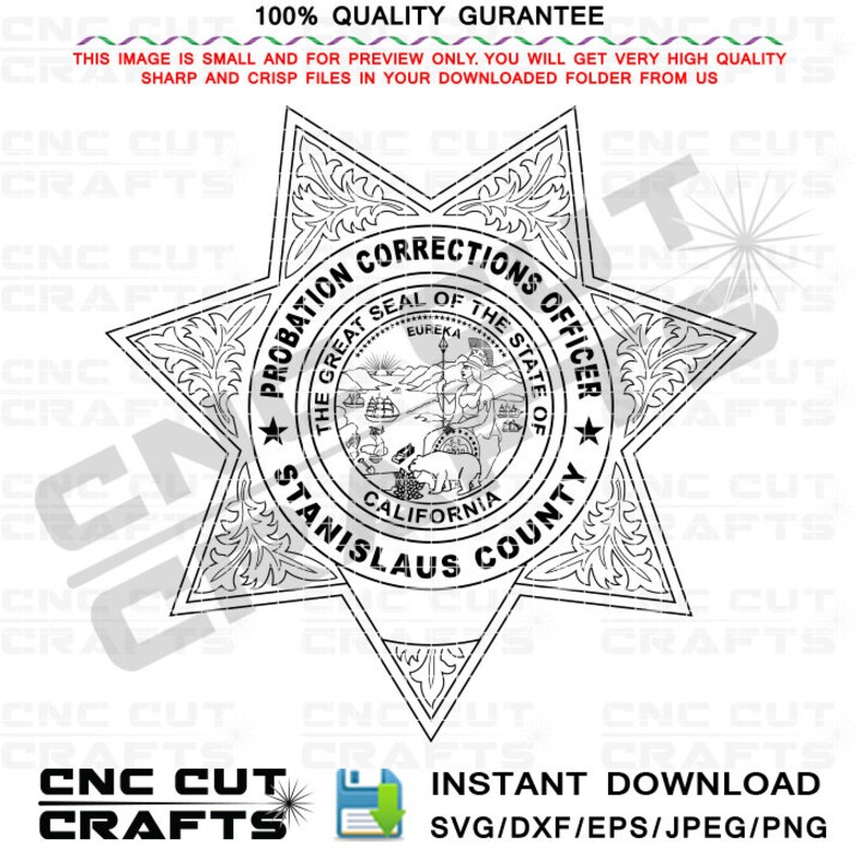 Stanislaus County Probation Officer Badge SVG, CNC Laser Cut File - Etsy