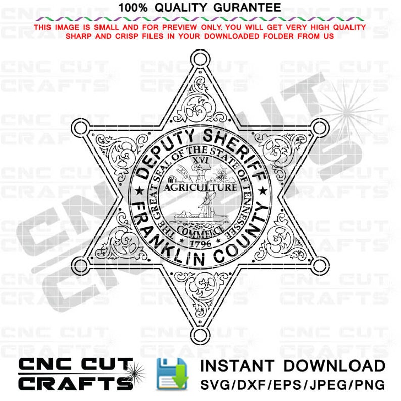 Deputy Sheriff SVG Badge Vector Outline File for Digital - Etsy