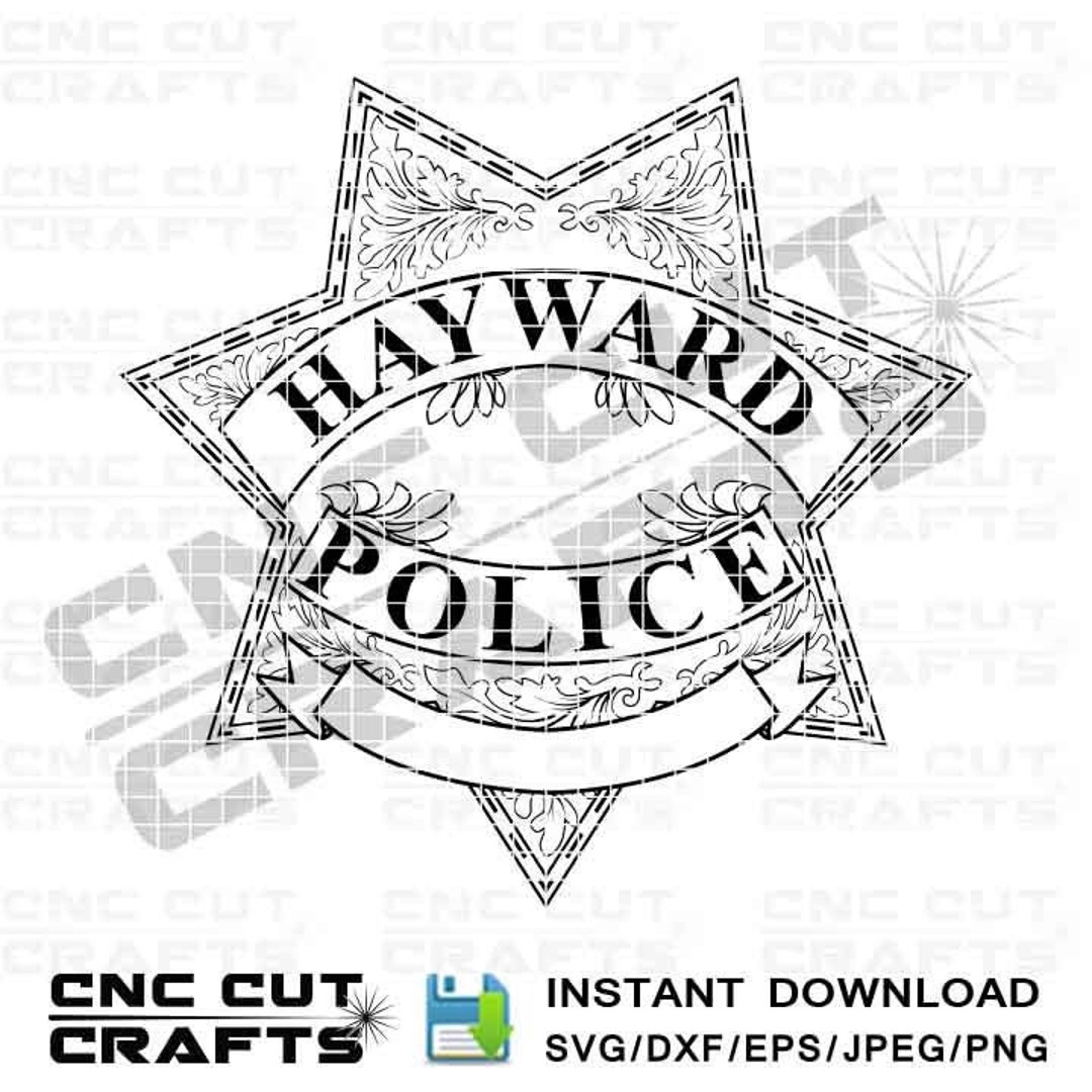 Hayward Police Badge Svg Black White Logo Vector Patch Cnc Router ...