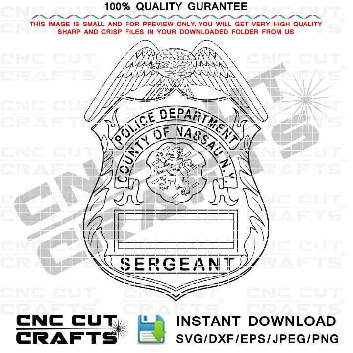 Sergeant Police Badge Vector Svg Dxf Black White Custom | Etsy