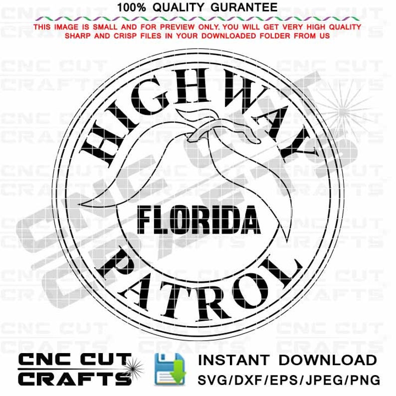 Florida Highway Patrol Svg Badge Vector Line Art FHP Black White ...