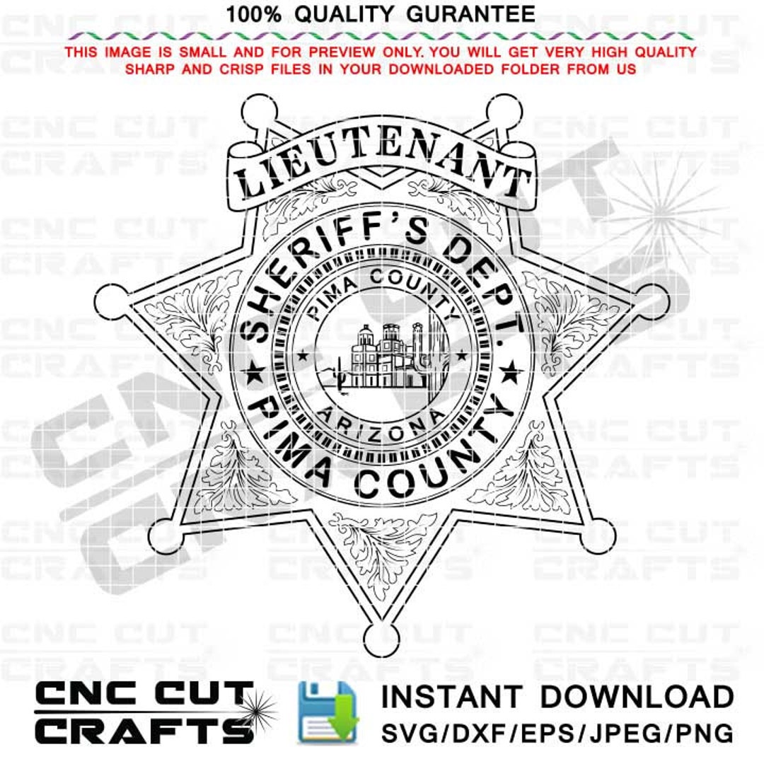 Lieutenant Pima County Sheriff Dept Badge Vector Svg Sheriff Star ...