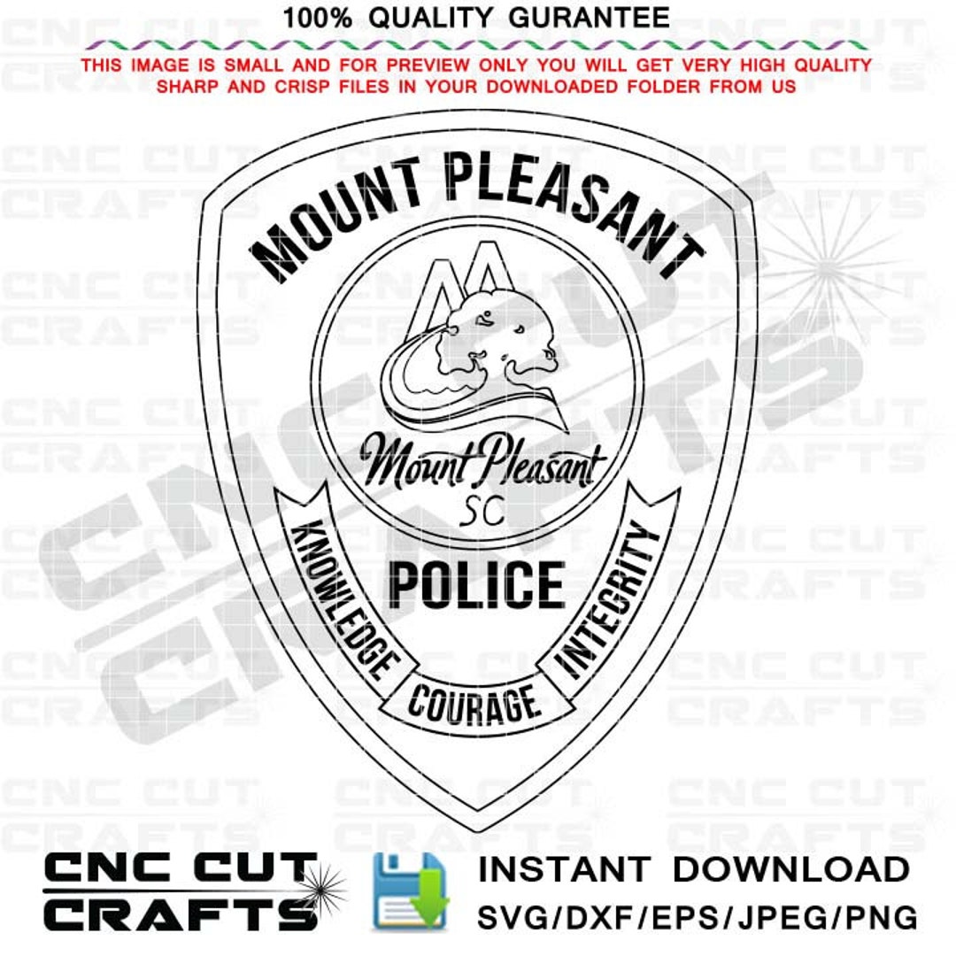Mount Pleasant Police , South Carolina, Vector Badge Black Line Art Svg ...