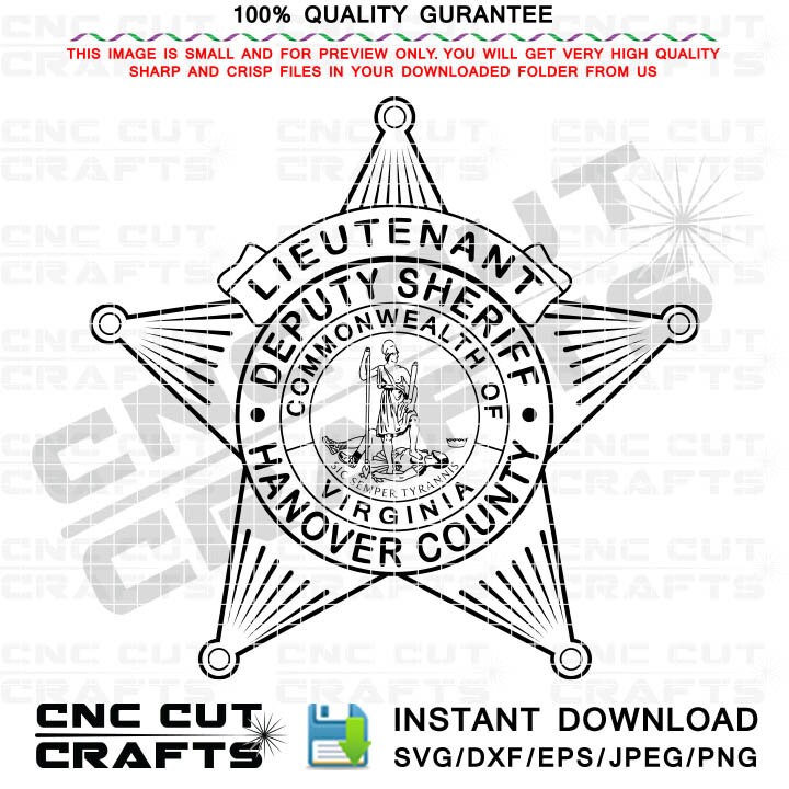 Lieutenant Deputy Sheriff Badge SVG, CNC Router, Laser Engraving ...