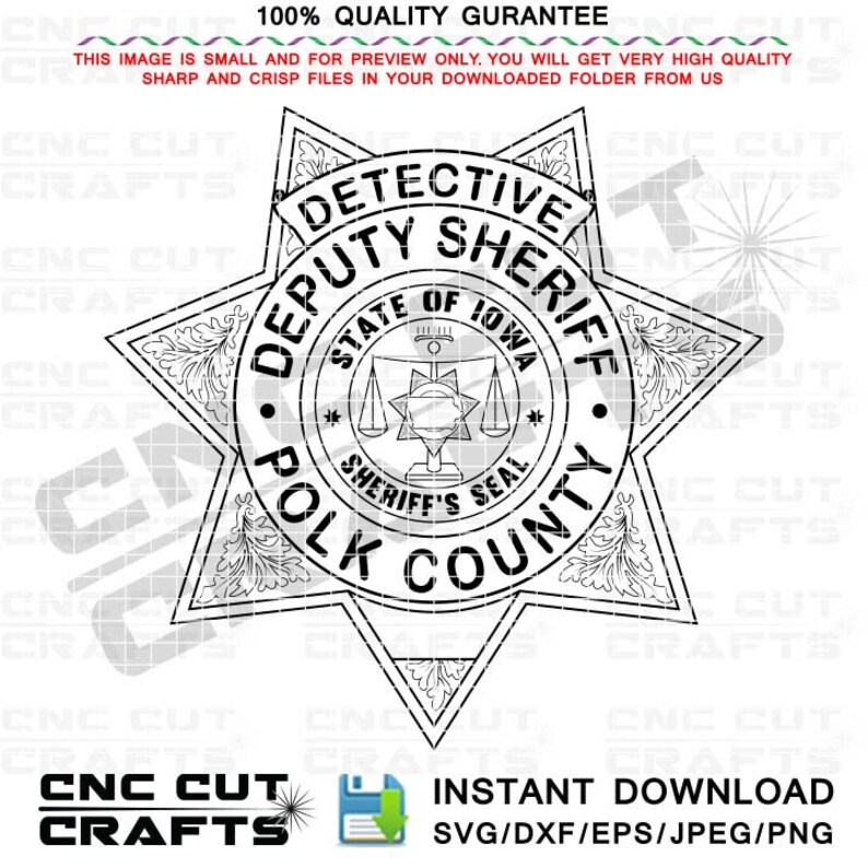 Deputy Sheriff Badge SVG, Iowa, 7-point Star, CNC Laser Cut File - Etsy
