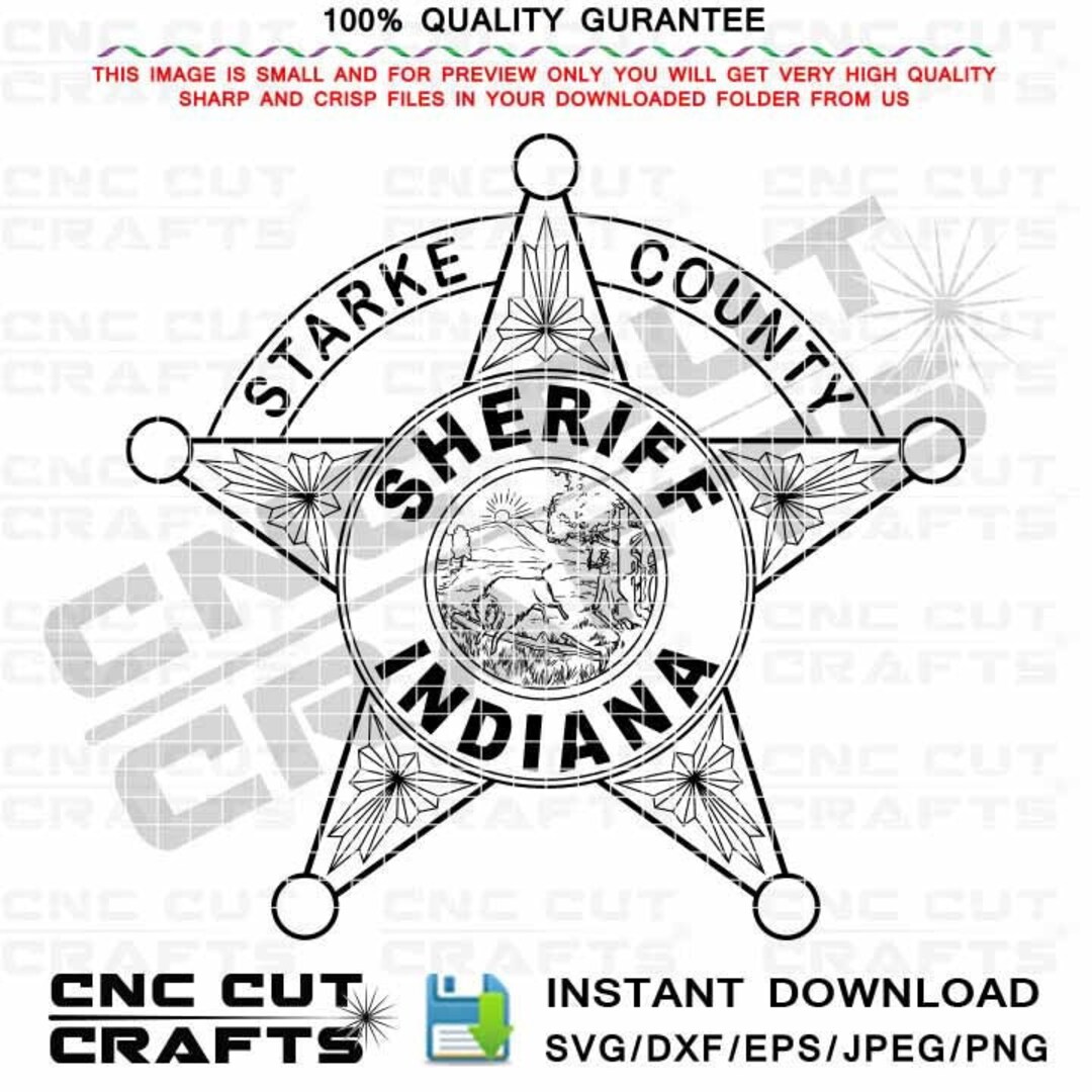 Starke County Sheriff Svg Vector Badge Logo Sheriff Star Emblem Dxf ...