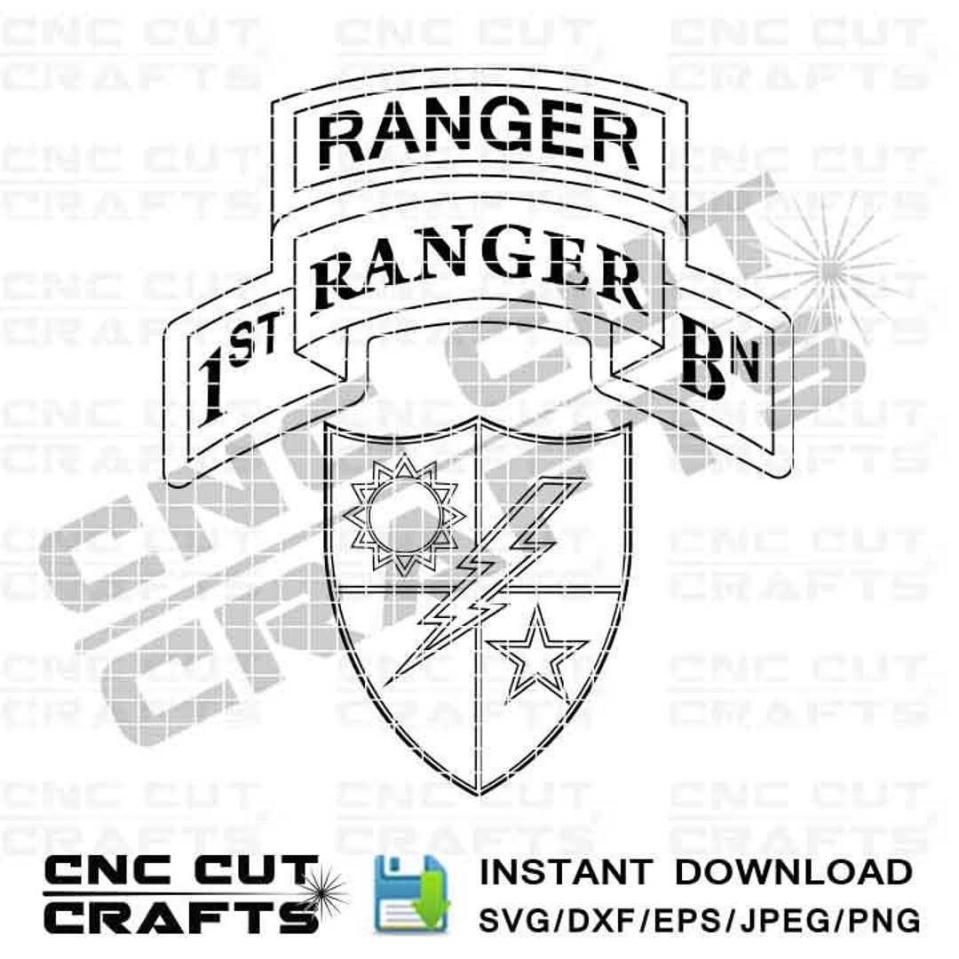 1st Ranger Bn Svg Insignia Vector Logo Black White Dxf Patch Cricut ...