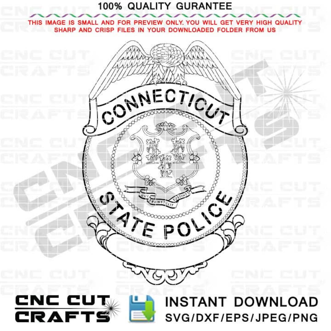 Connecticut State Police Svg Eagle Top Badge Vector Dxf File for Laser Engraving, Cricut Cutting ...