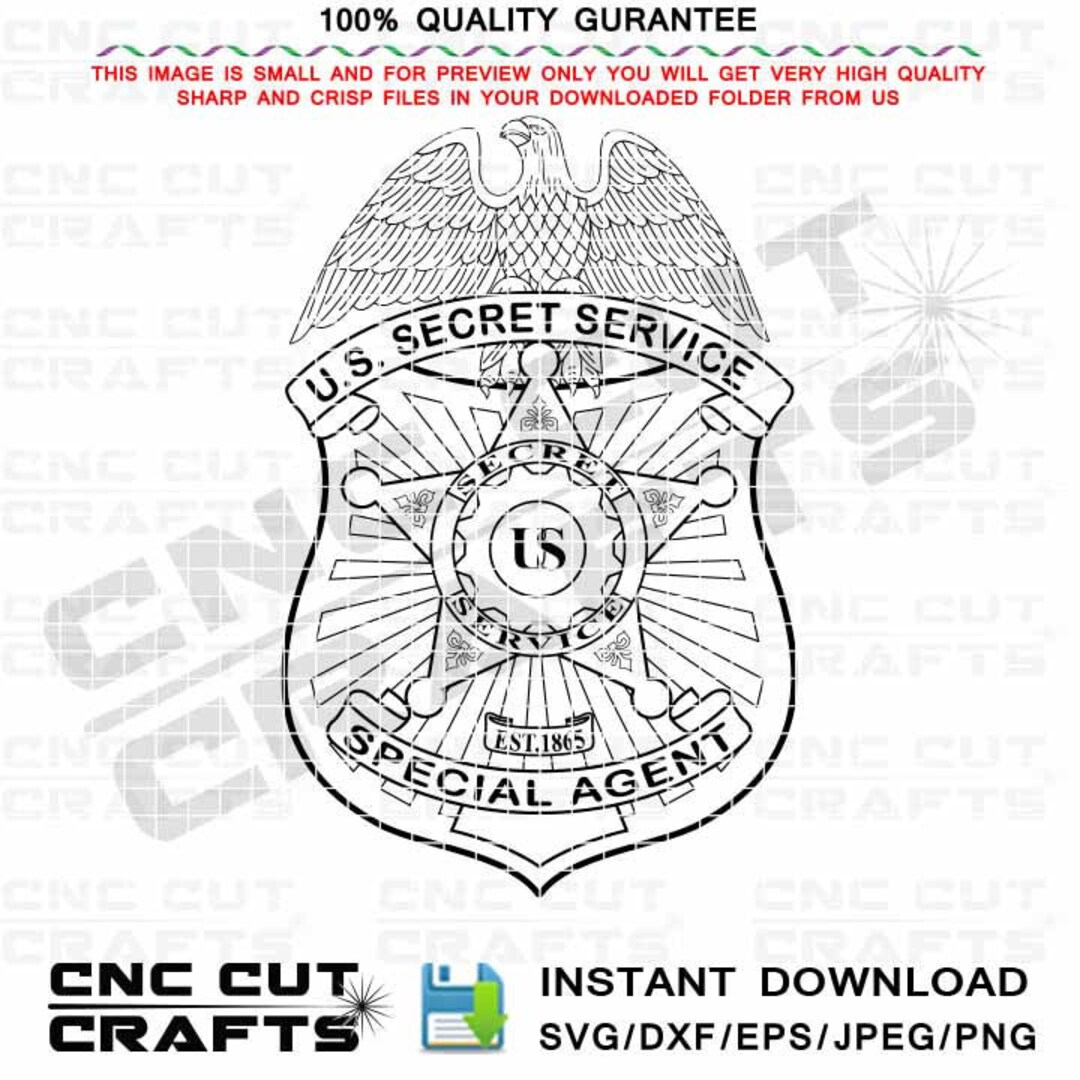US Secret Service Svg Special Agent Logo Black White Vector Badge Patch ...