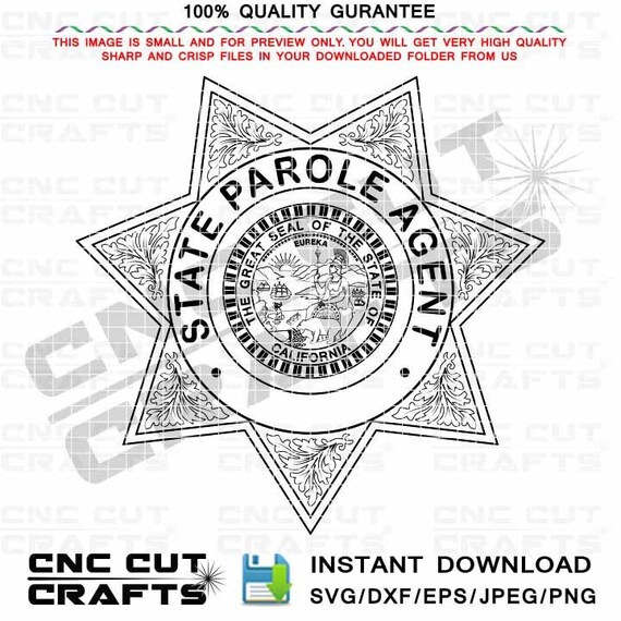California State Parole Agent Badge Vector Svg CNC Cut Laser - Etsy