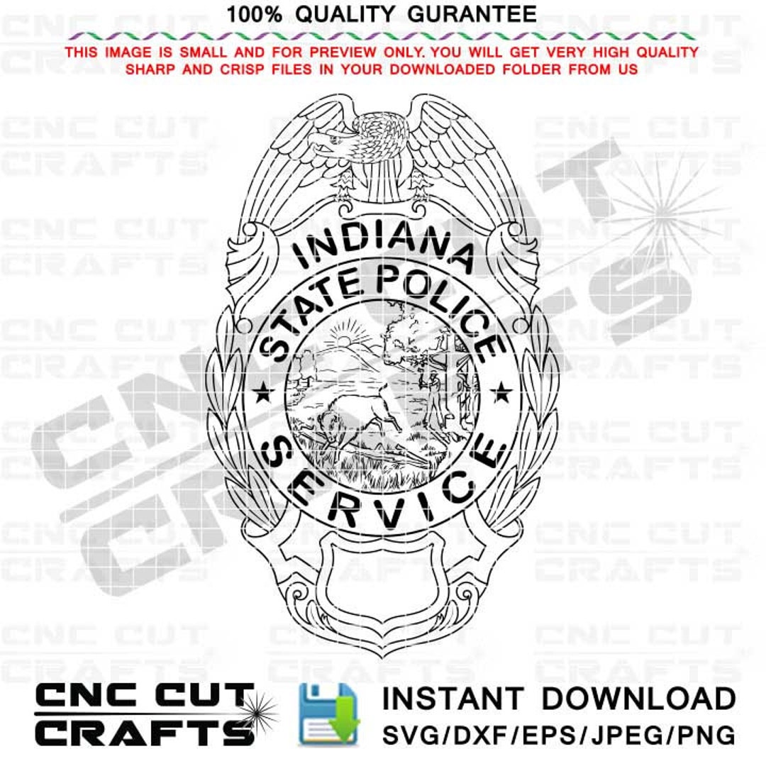 Indiana State Police SVG Service Badge Vector Eagle Top Badge Outline ...